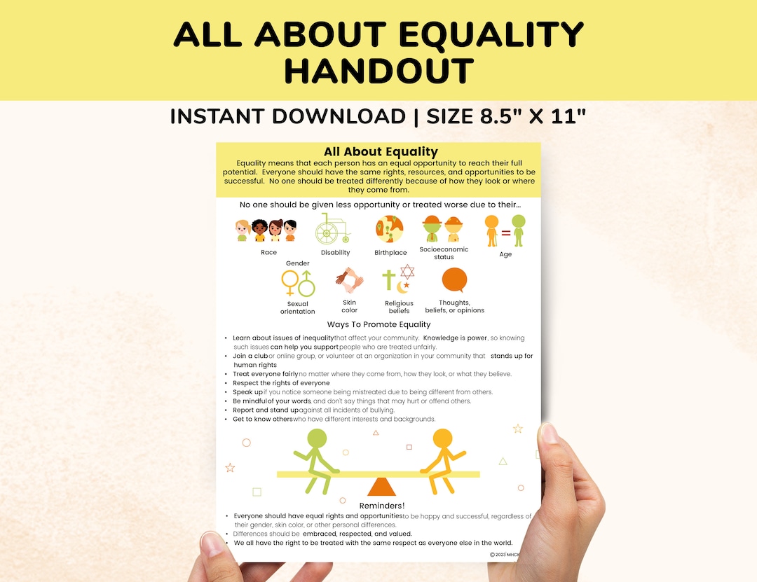 Equality Printable Poster PDF Character Education for Kids Teens-coping ...