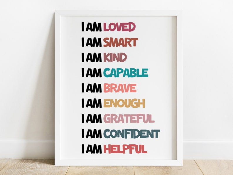 Affirmations for Kids-classroom Art Posters-i Am Loved Smart Kind-i Am ...