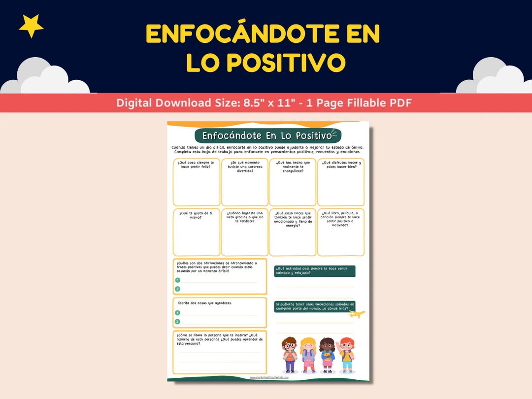 Spanish Depression Worksheet for Kids-teens - Enfocándote En Lo ...