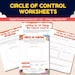Circle of Control Worksheets for Kids Teens 4 Page Set Printable Coping ...