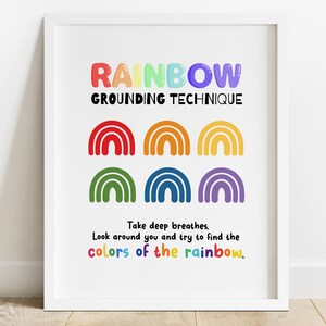 Rainbow Grounding Technique Poster, Trauma Coping Skills, Anxiety Help ...