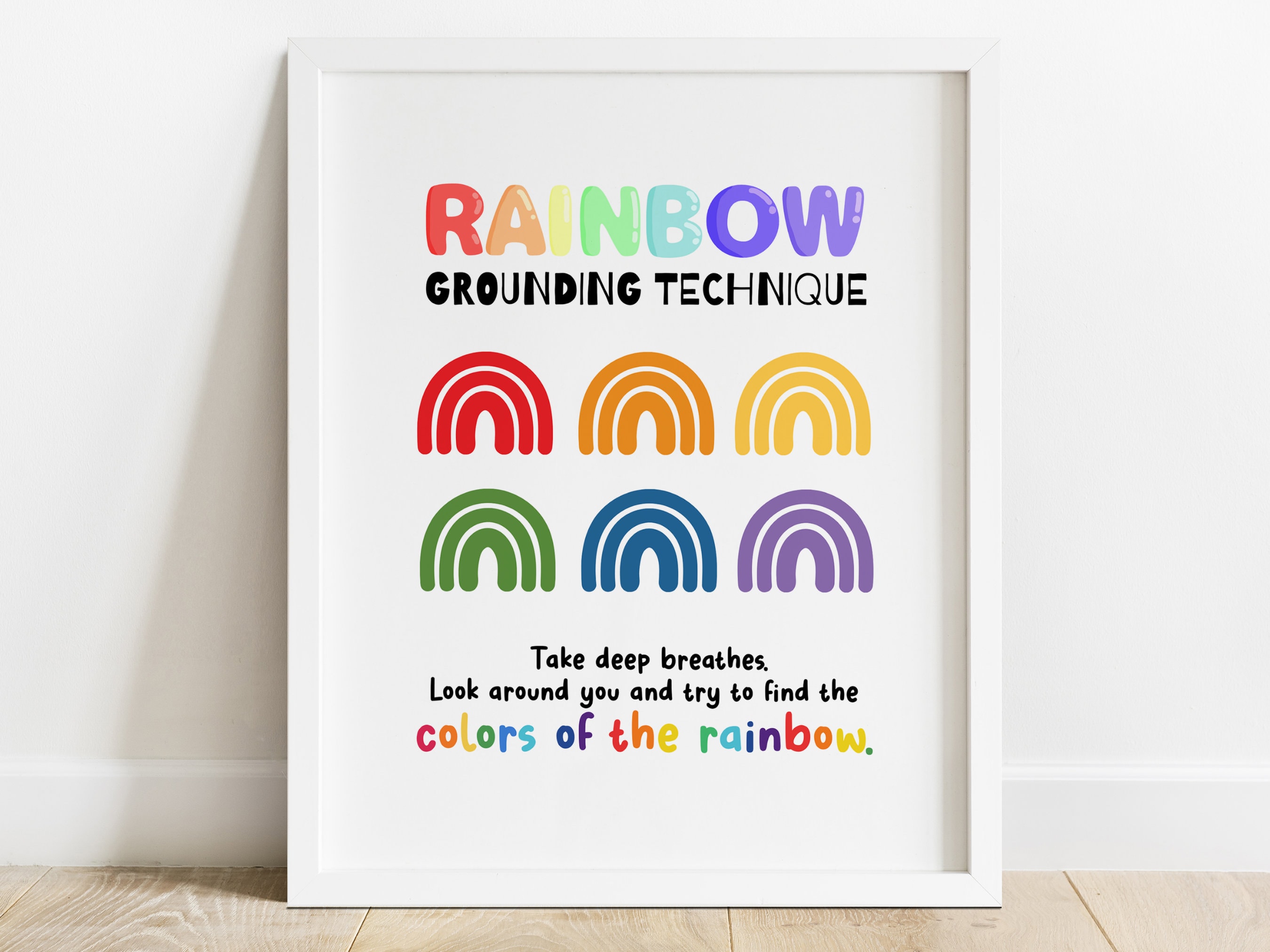 Rainbow Grounding Technique Poster, Trauma Coping Skills, Anxiety Help ...