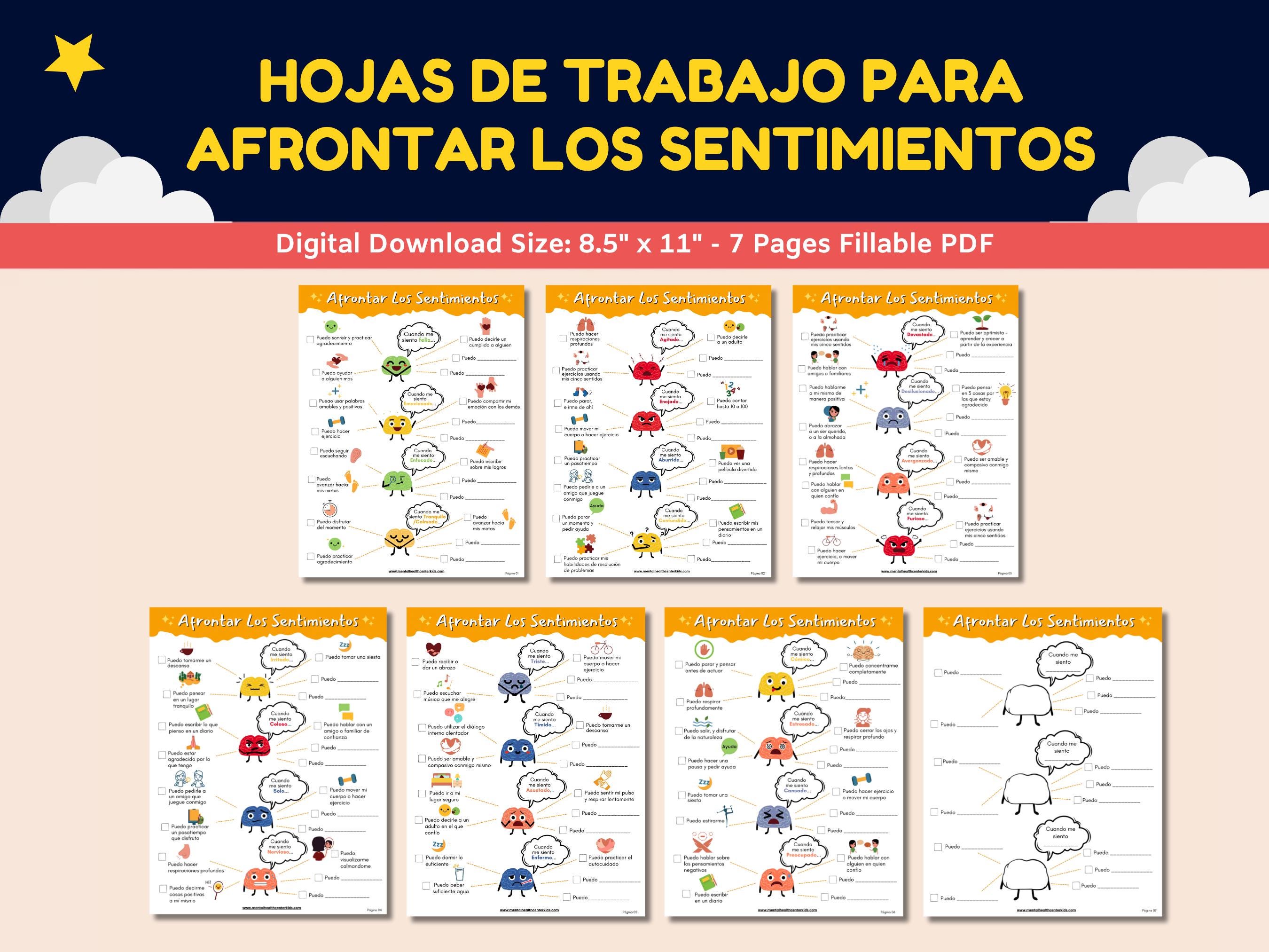 Spanish Feelings/emotions Worksheet for Kids-teens - Hojas De Trabajo ...