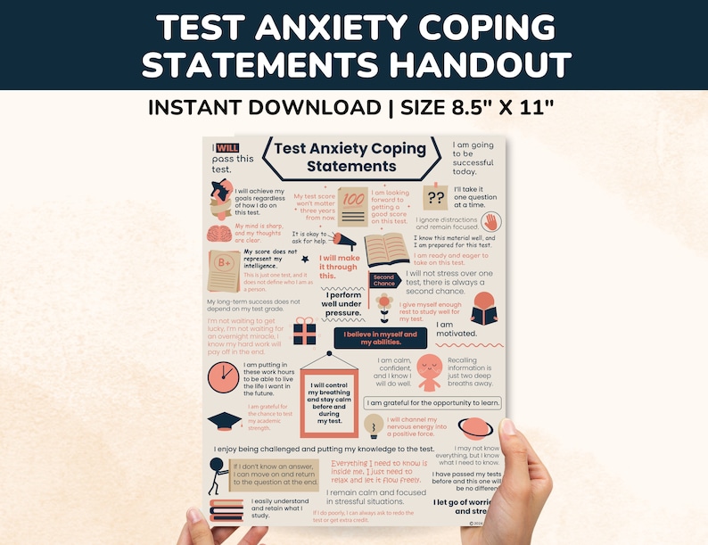 Test Anxiety Coping Statements-positive Affirmations-test Anxiety ...