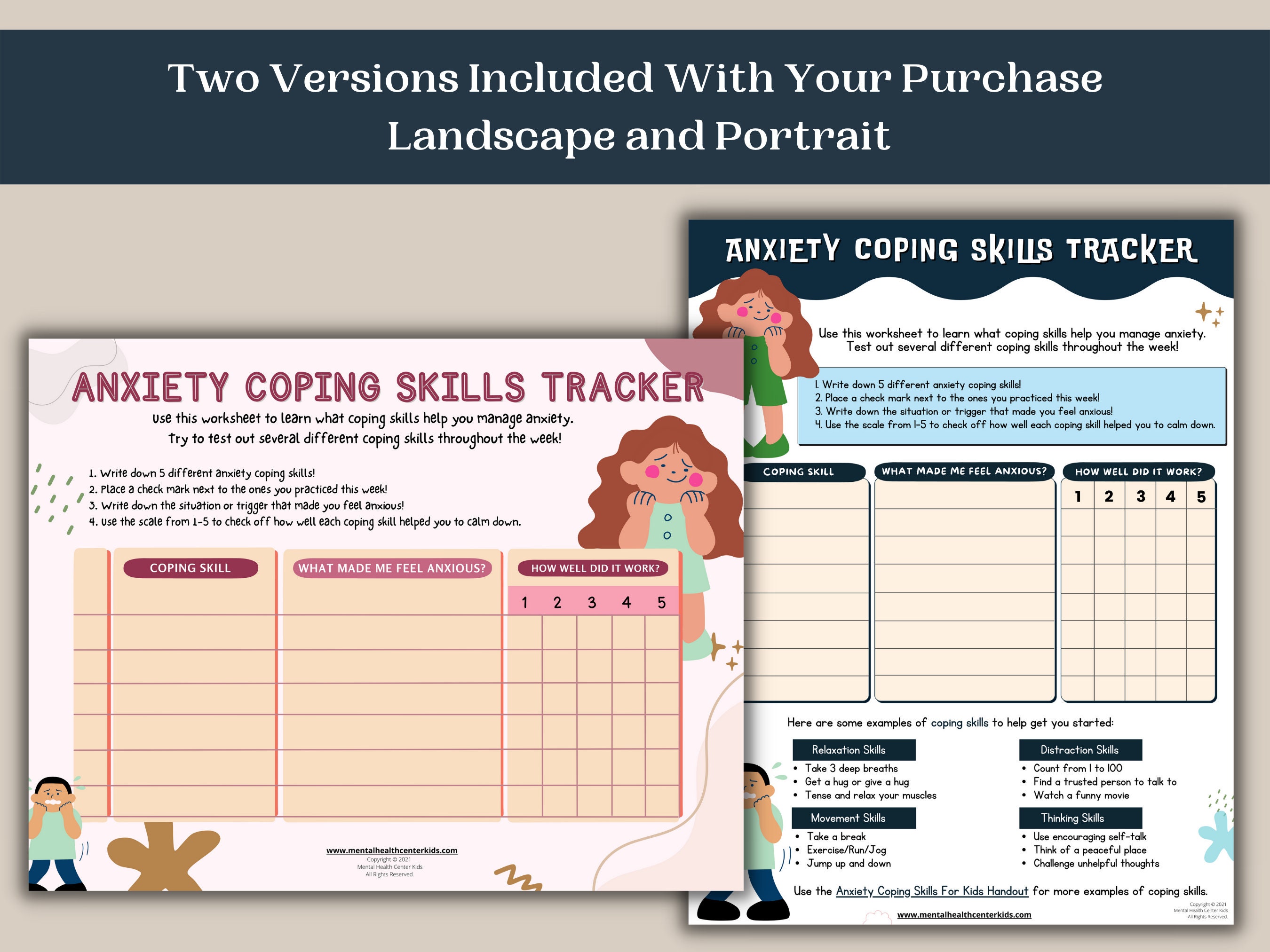 Anxiety Coping Skills Tracker Fillable Worksheet Kids - Therapy ...