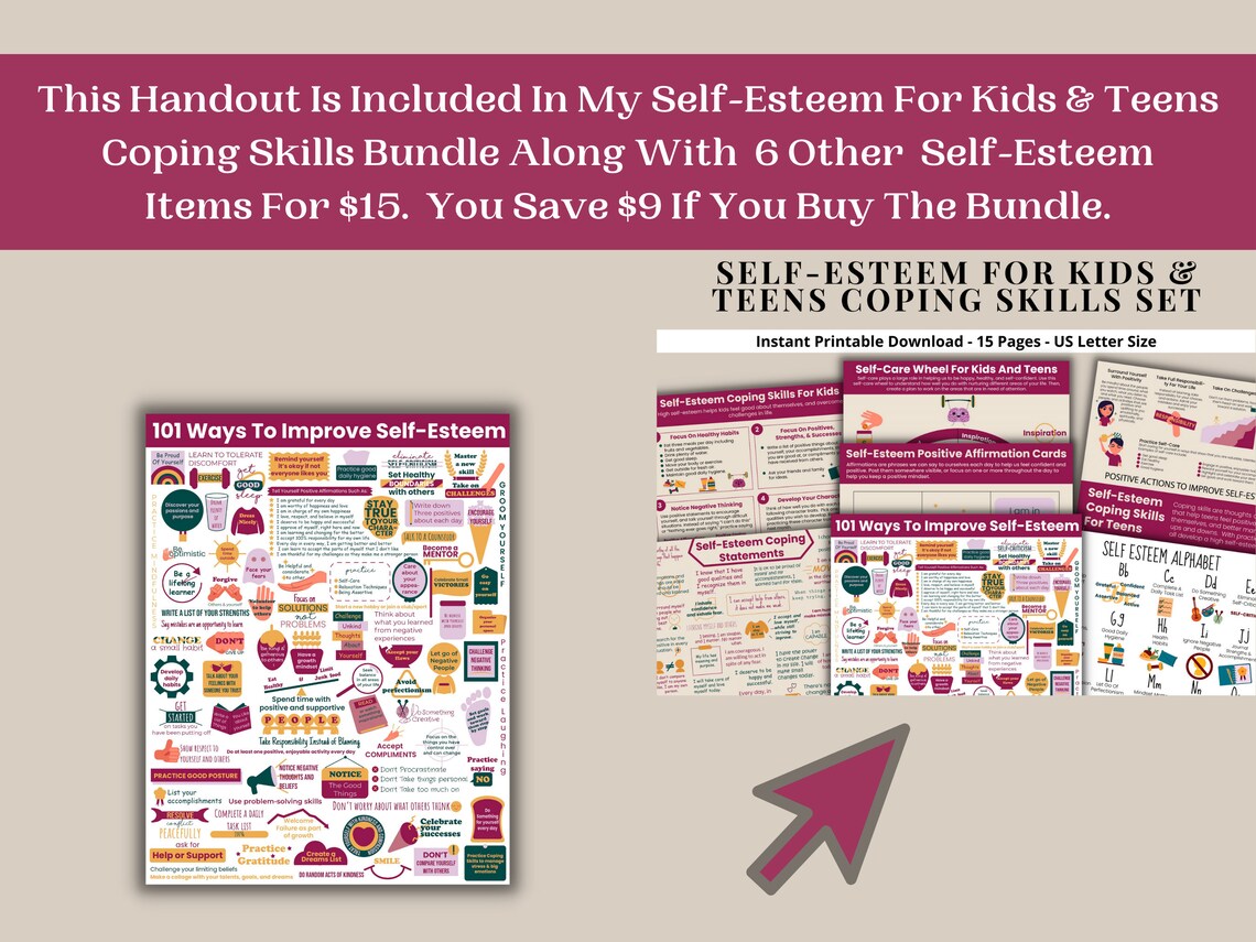 Self-esteem Printable Poster Self Confidence Coping Skills for - Etsy