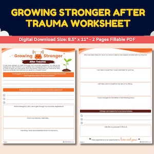 Post-traumatic Growth PTSD Trauma Worksheet Kids Teens Young Adults ...