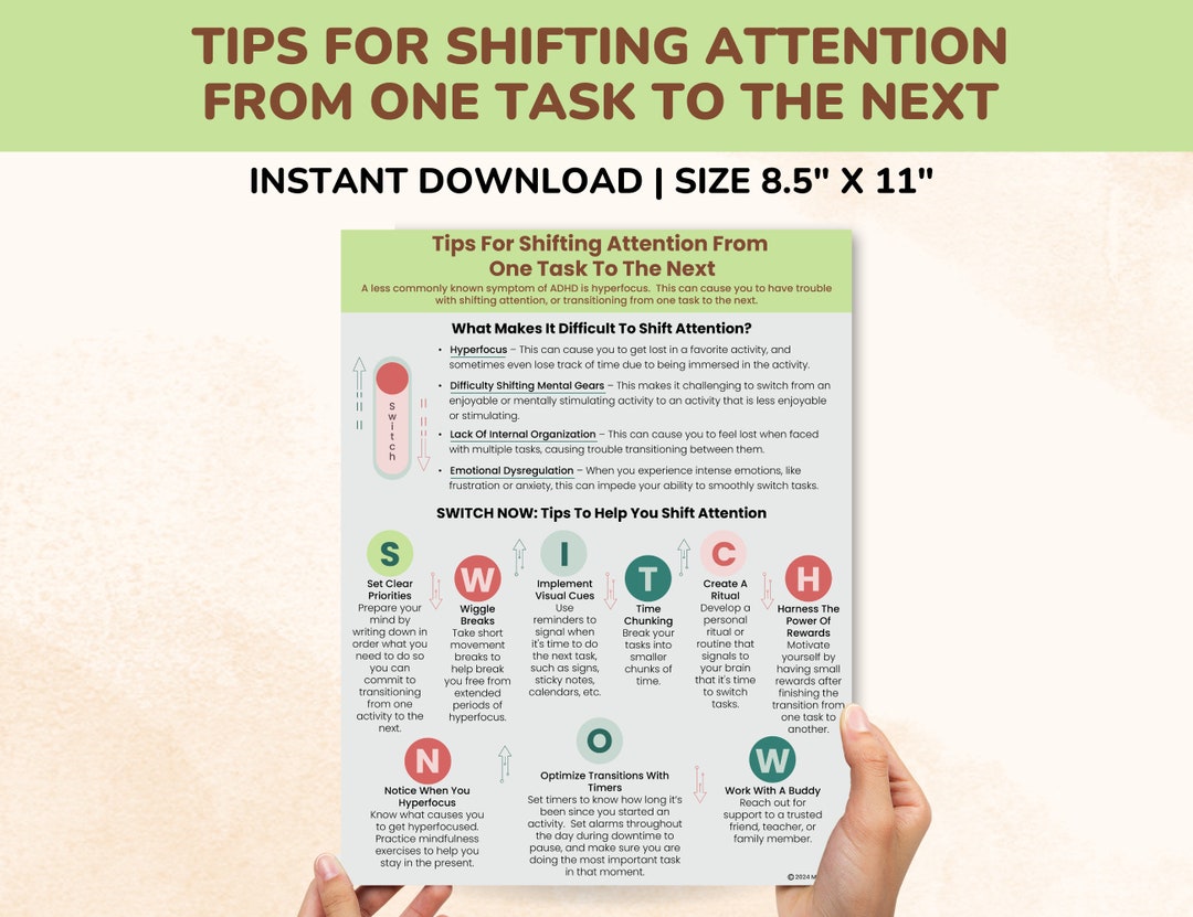 Shifting Focus-attention Therapy Handout Kids-teens-adhd-executive ...