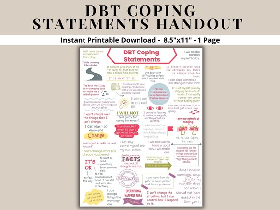 DBT Coping Statements Affirmations Quotes Printable Poster - Etsy