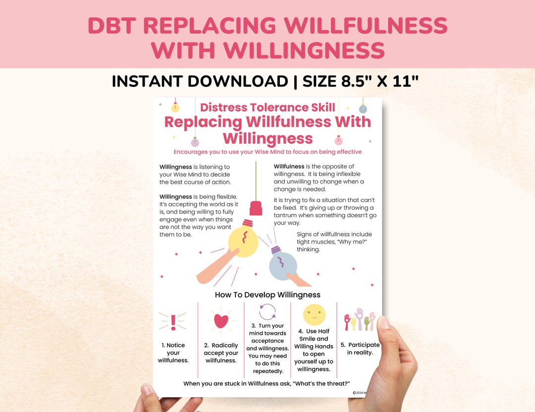DBT Willfulness Vs Willingness PDF Handout - Distress Tolerance Skills ...