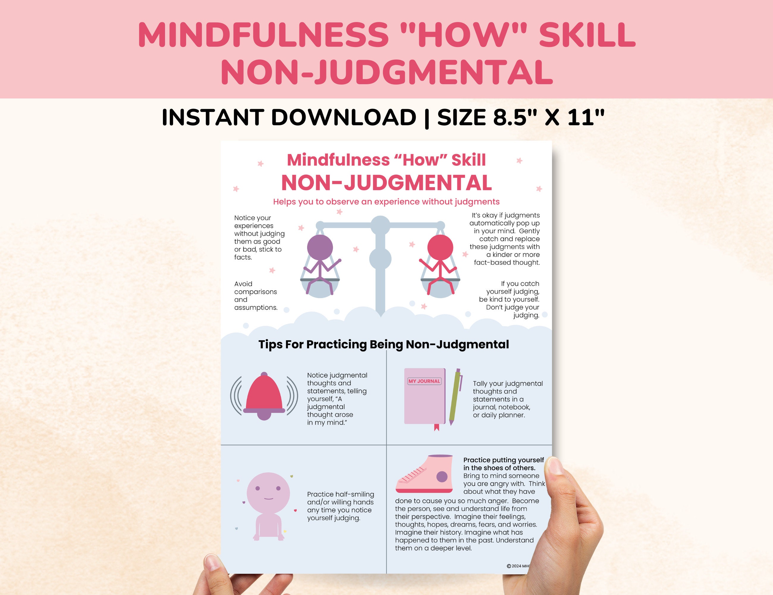 DBT Mindfulness "how" Skill NON-JUDGMENTAL Handout - Mindfulness Skills ...