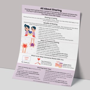 Sharing Social Skills Printable Poster Kids Teens-school Counseling ...
