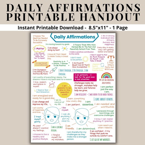 Self Esteem Coping Skills Alphabet Printable Poster Kids ABC - Etsy