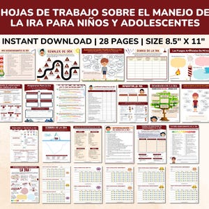 Spanish Anger Management Worksheets 20 Item Bundle for Kids-teens ...