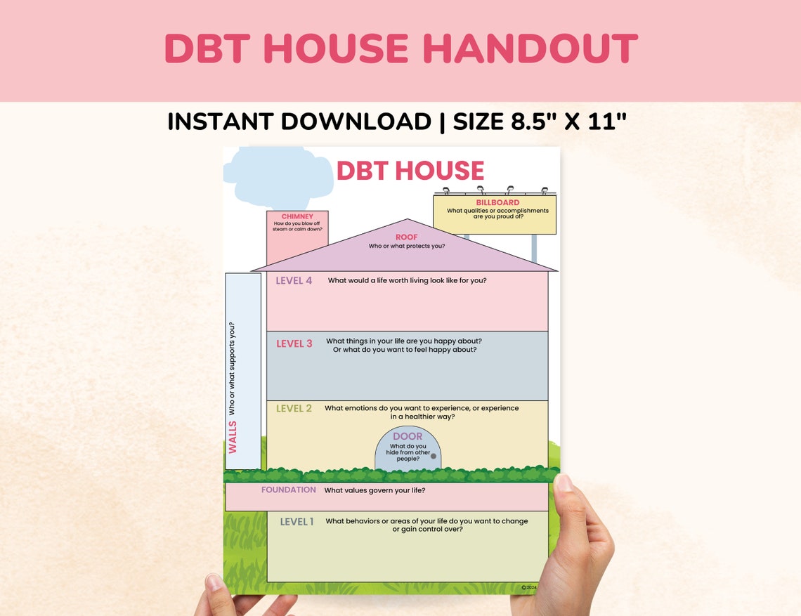 DBT House Worksheet Activity Fillable Pdf-kids, Teens, Adults ...
