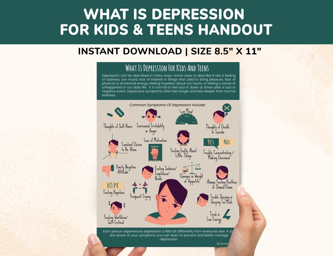 Depression Awareness Printable Handout-what is Depression for Kids ...