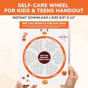 Self Care Wheel for Kids Teens Printable Poster - Trauma Self-esteem ...