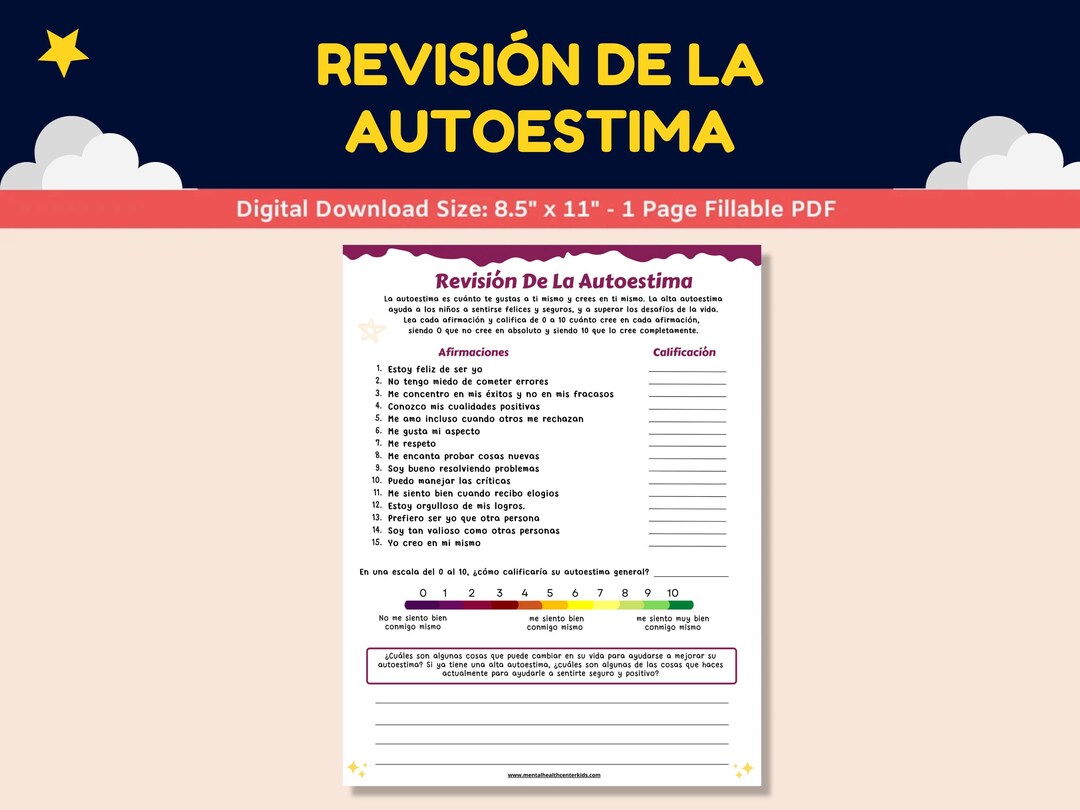 Spanish Self-esteem Worksheet for Kids-teens - Revisión De La ...