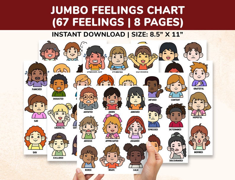 Feelings Chart for Kids and Teens-extra Large 67 Feelings & Emotions ...