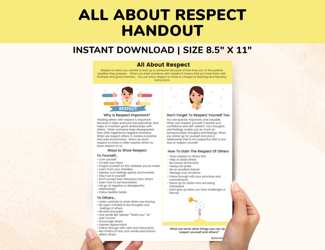 Respect Printable Poster PDF Character Education for Kids Teens, Coping ...