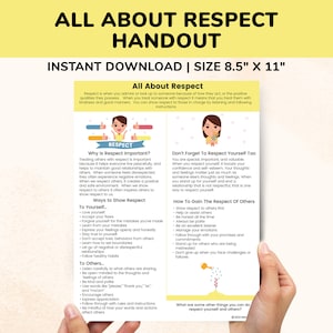 Respect Printable Poster PDF Character Education for Kids Teens, Coping ...