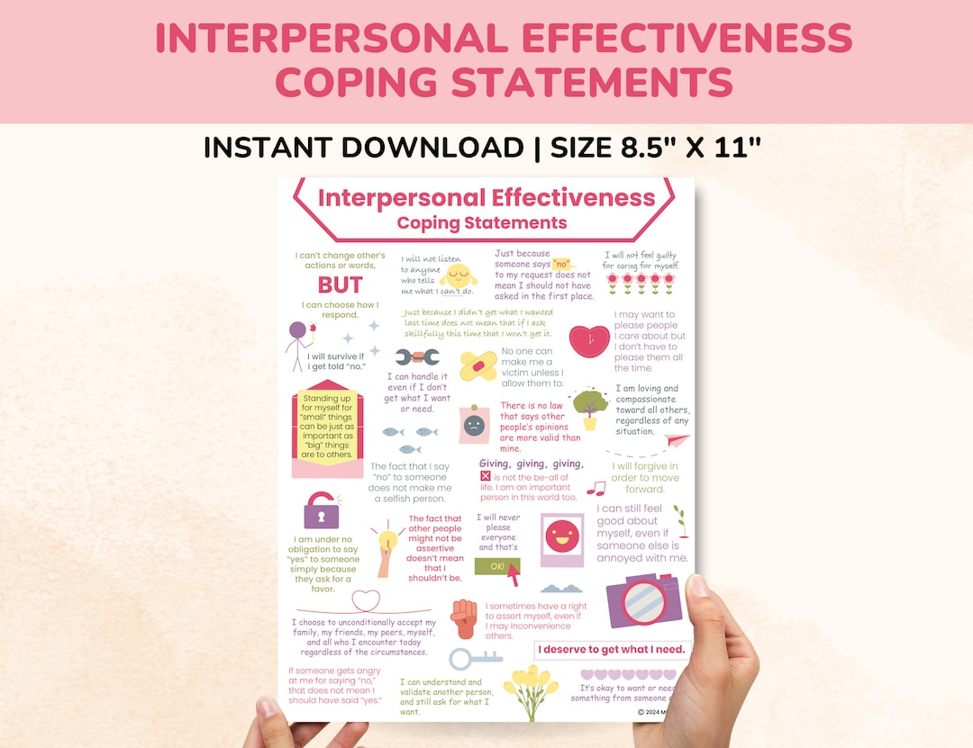 DBT Interpersonal Effectiveness Coping Statements Poster ...