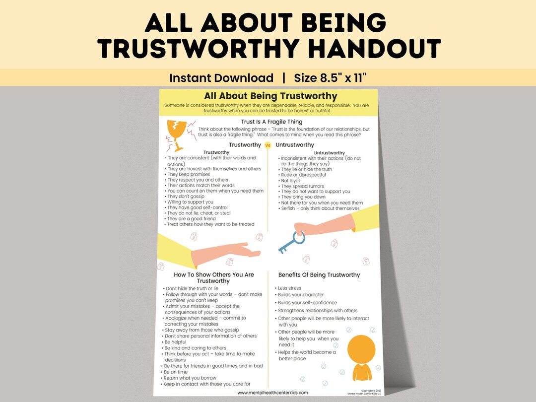 Trust Trustworthy Character Education for Kids Teens Therapy - Etsy
