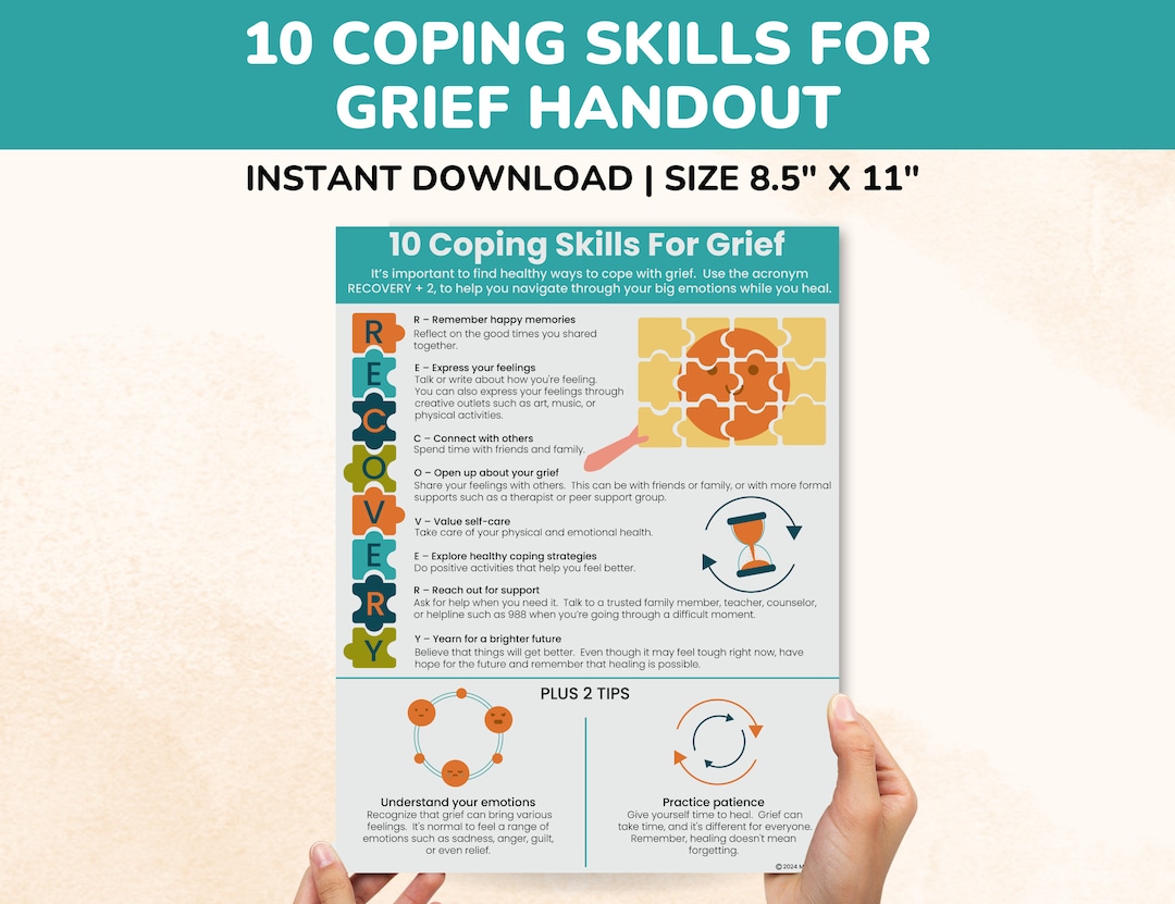 Grief and Loss Coping Skills Therapy Handout-kids-teens-adults-coping Skills for Grief and Loss ...