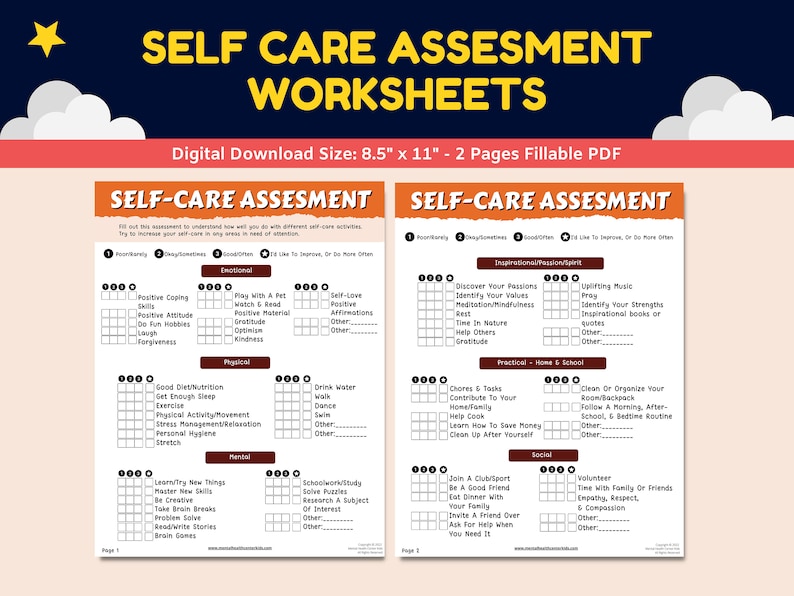 Self-care Wheel for Kids & Teens Worksheets 9 Pg Printable Trauma Self ...