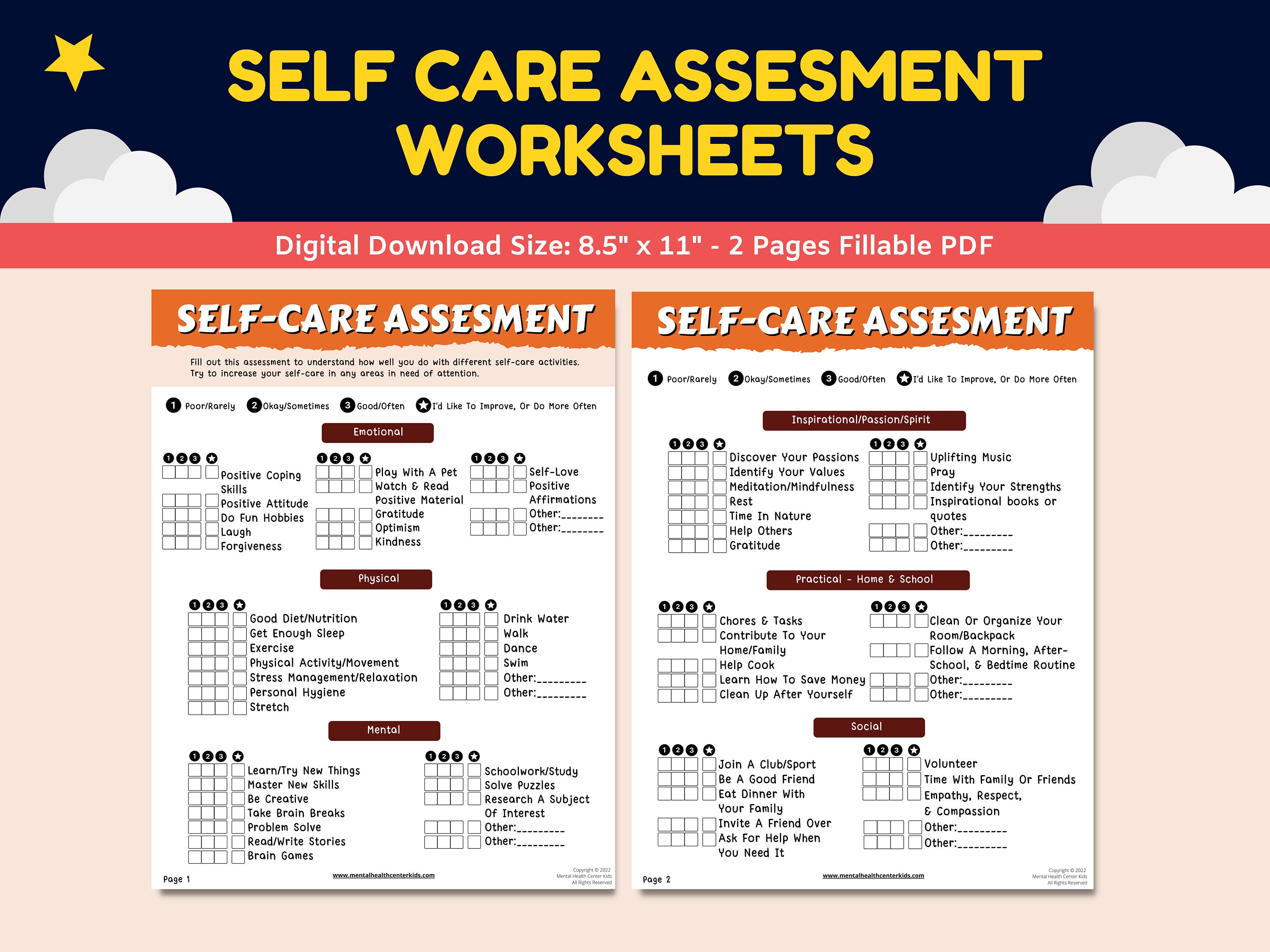Self-care Wheel for Kids & Teens Worksheets 9 Pg Printable Trauma Self ...