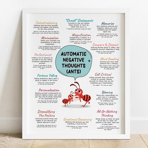 Automatic Negative Thoughts (ANTS) Therapy Poster-cognitive Distortions ...