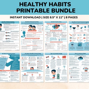 Healthy Habits for Kids Infographic Bundle-teens-adults Healthy Living ...