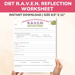 DBT RAVEN Worksheet 2-page Fillable Pdf-interpersonal Effectiveness ...