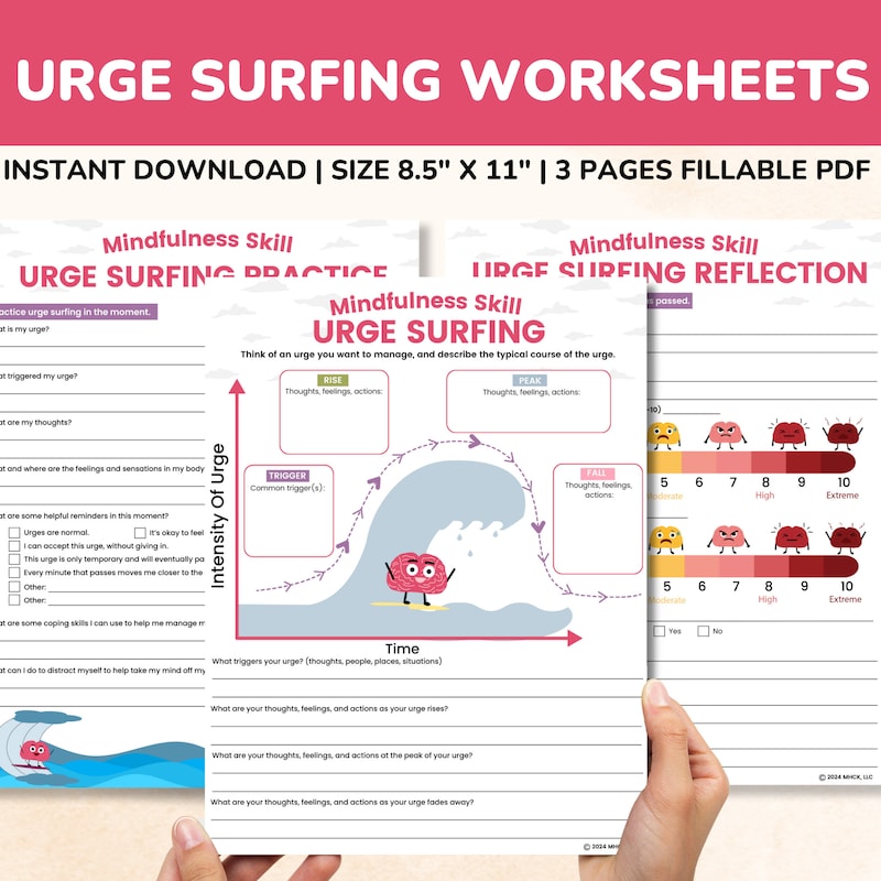 Urge Surfing Worksheets - Etsy