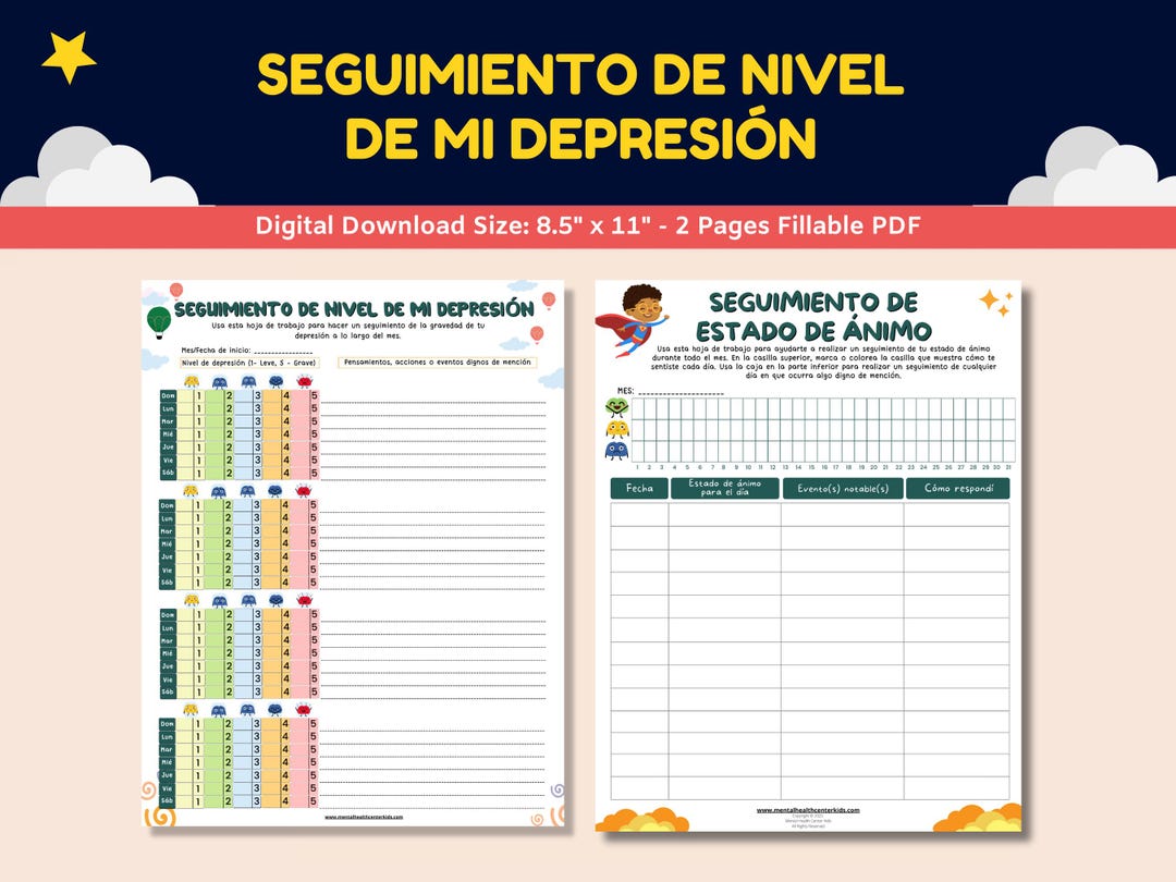 Spanish Depression Worksheet - Seguimiento De Nivel De Mi Depresion Y ...