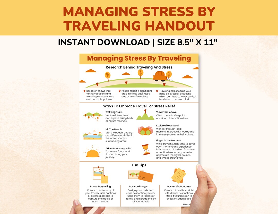 Stress Relief Through Traveling PDF Handout-stress Management Therapy ...
