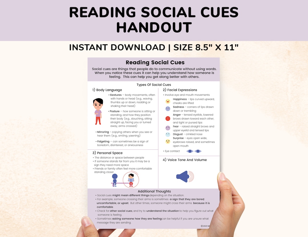 Reading Social Cues Social Skills Poster Kids Teens-school Counseling Child Therapy Teacher ...