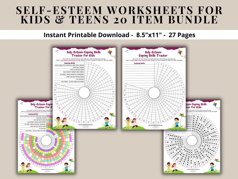 Self-esteem Worksheets 20 Item Printable Bundle for Kids & | Etsy