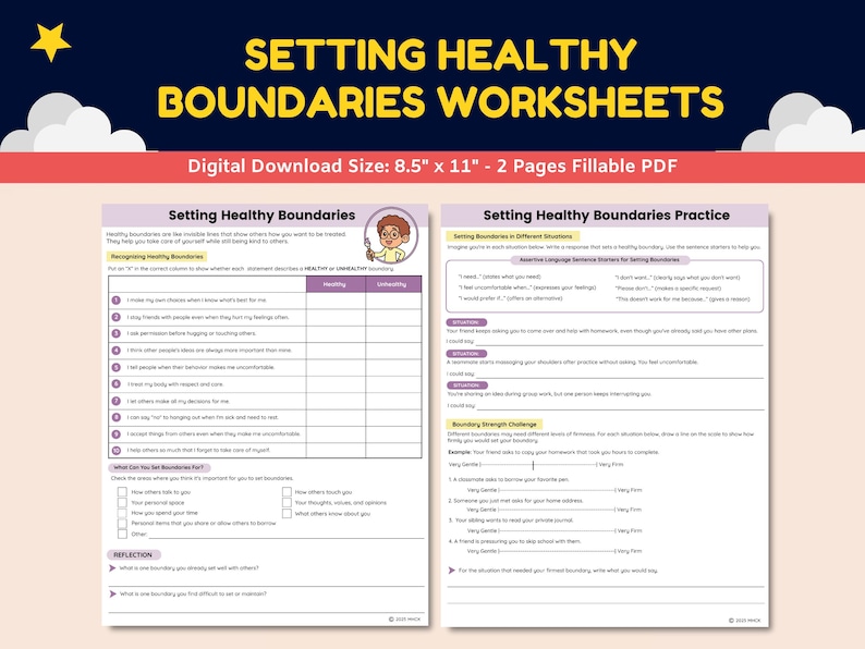 Setting Healthy Boundaries Social Skills Worksheets for Kids-teens ...