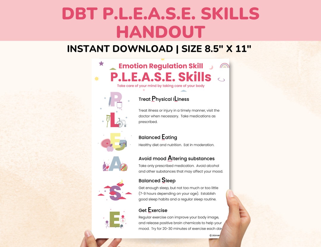 DBT PLEASE Skills Handout - Emotion Regulation Skills PDF - Etsy