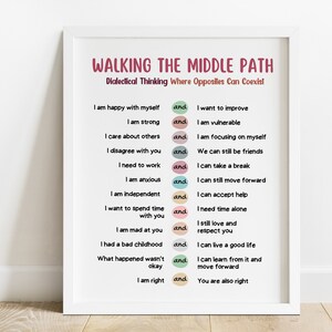 Walking the Middle Path Dialectics Poster-dbt Therapy Poster ...