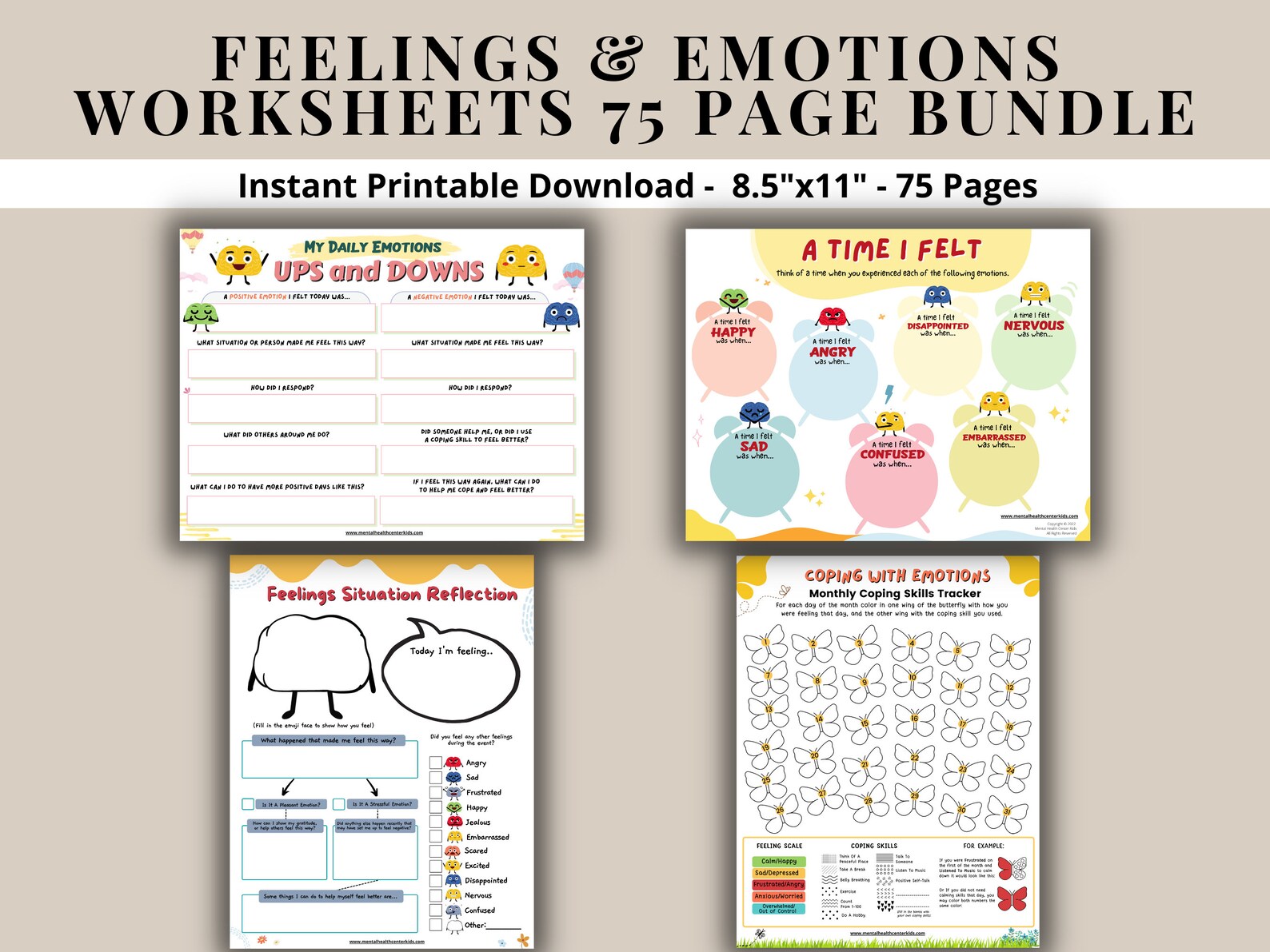 Feelings & Emotions Worksheets Chart 75 Pg Printable - Etsy