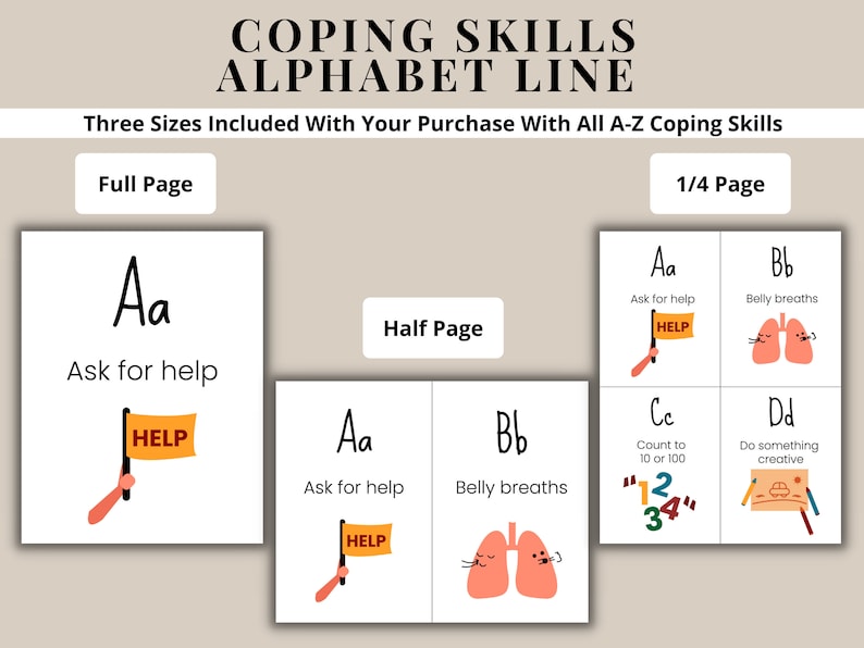 Coping Skills Alphabet Line Printable Posters for Classroom - Etsy