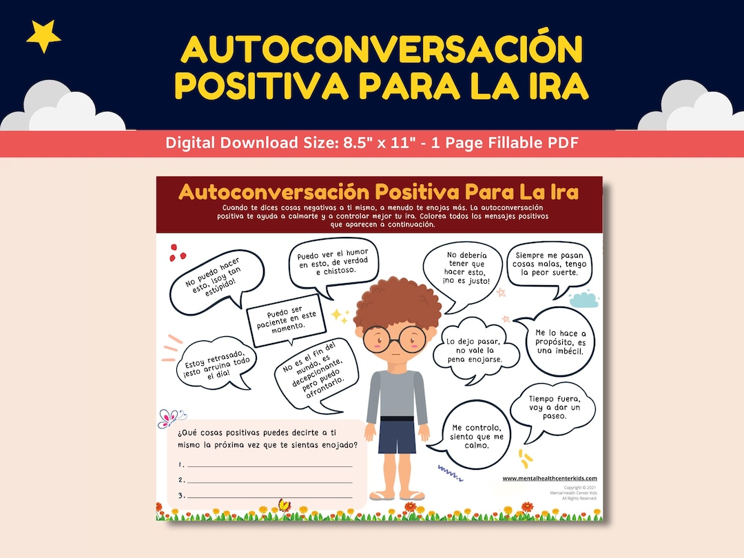 Spanish Anger Management Worksheet for Kids-teens - Autoconversacion ...