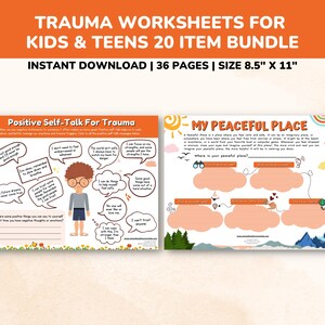Trauma PTSD Worksheets 20 Item Printable Bundle for Kids & Teens-child ...
