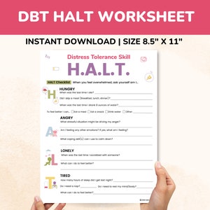 DBT HALT Acronym Worksheets 2-pages-hungry, Angry, Lonely, Tired ...