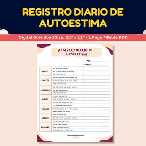 Spanish Self-esteem Worksheet for Kids-teens - Registro Diario De ...