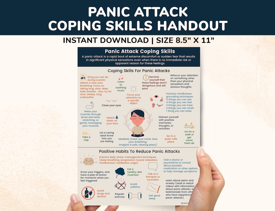 Panic Attack Coping Skills Therapy Worksheet Kids, Panic Disorder ...
