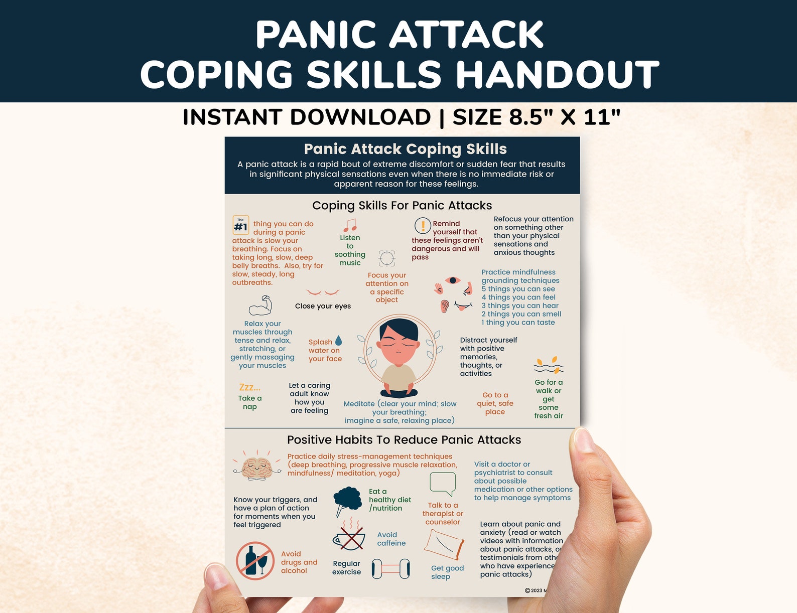 Panic Attack Coping Skills Therapy Worksheet Kids, Panic Disorder ...