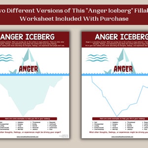 Anger Iceberg Fillable Worksheet Anger Management for Kids Teens Young ...